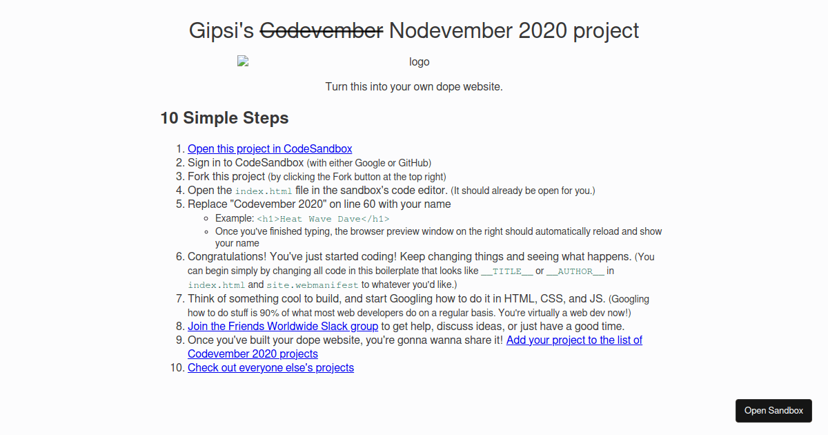 codevember-2020 - Codesandbox