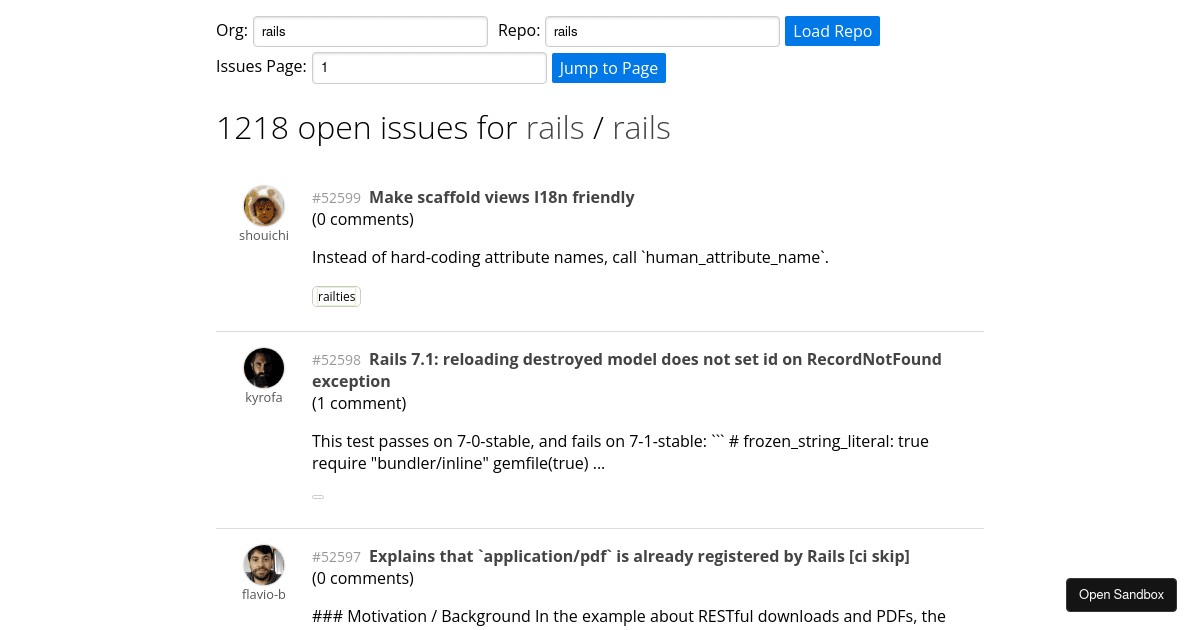 rsk-github-issues-example - Codesandbox