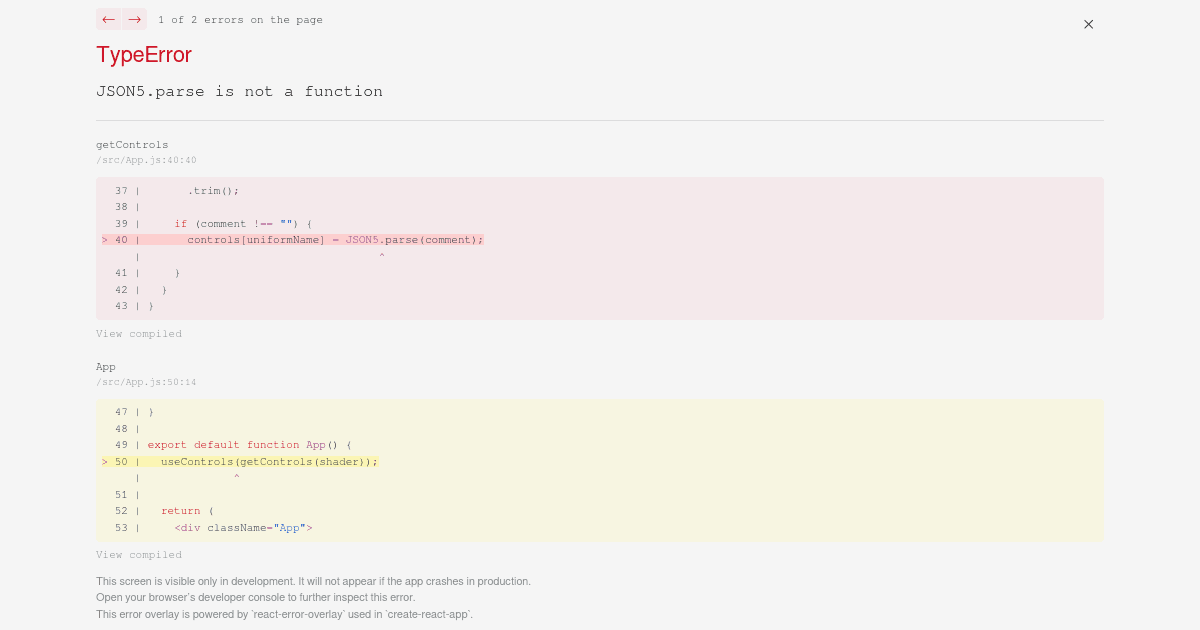 shader parser for leva - Codesandbox