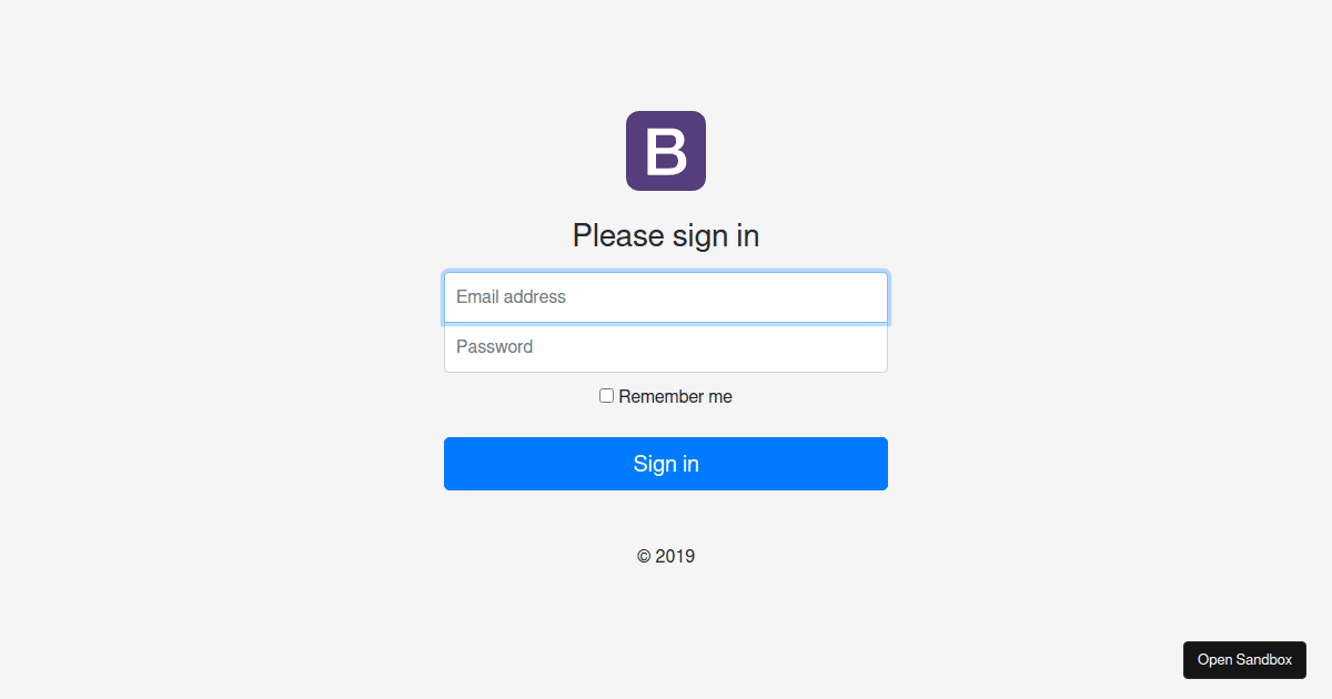 Bootstrap Sign in form - Codesandbox