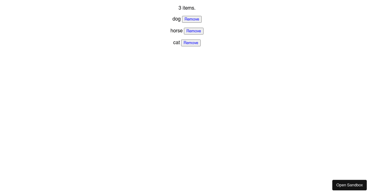 Array Item Deletion Codesandbox