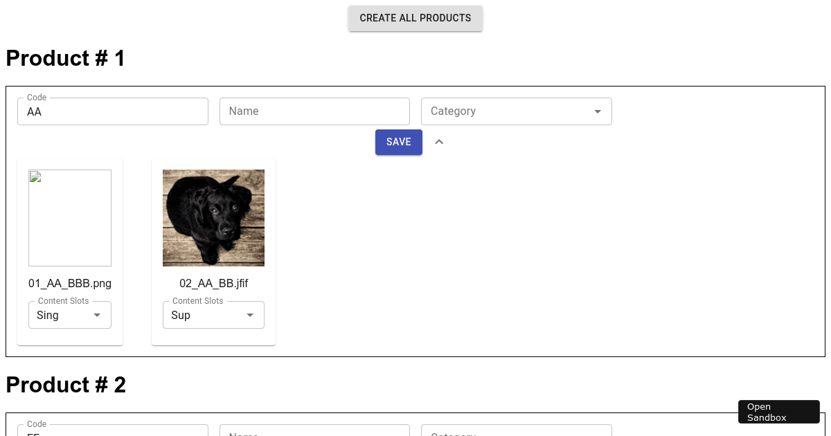 old Autocomplete ProductImages Hugo - Codesandbox