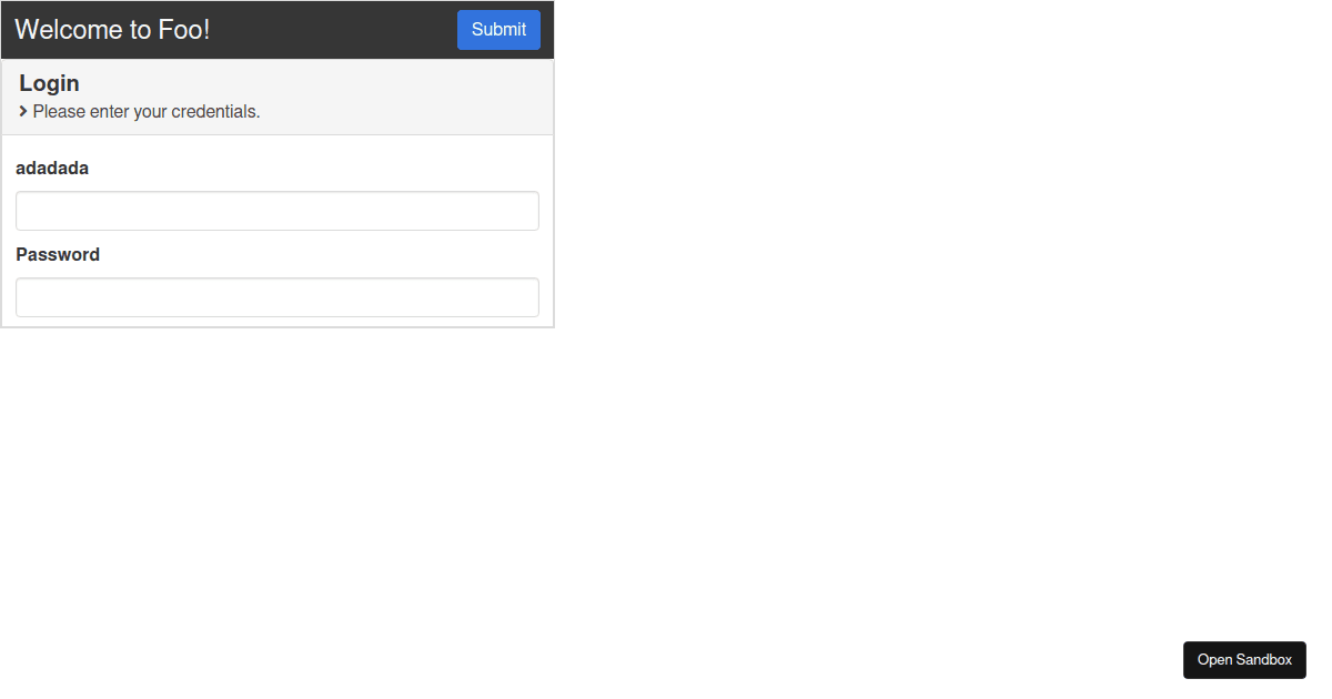 react-json-form-engine (Login Form Example) - Codesandbox