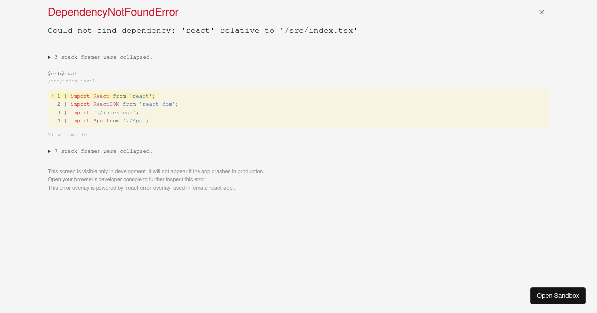 Create React App Codesandbox