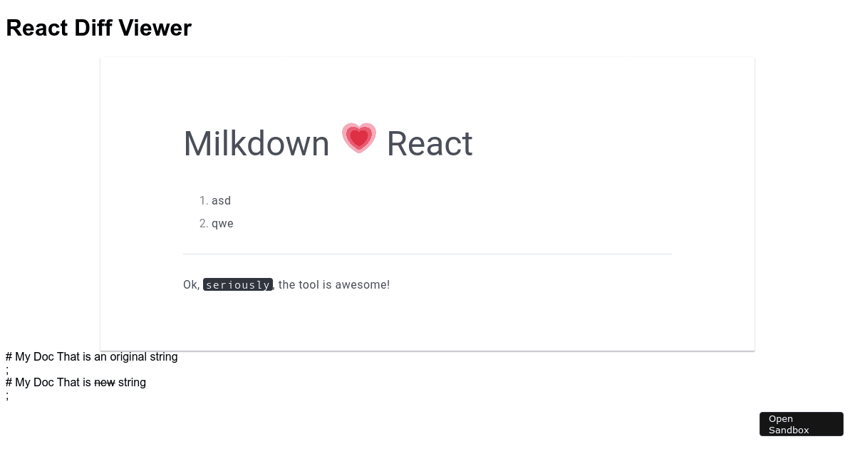 React Diff Viewer Forked Codesandbox