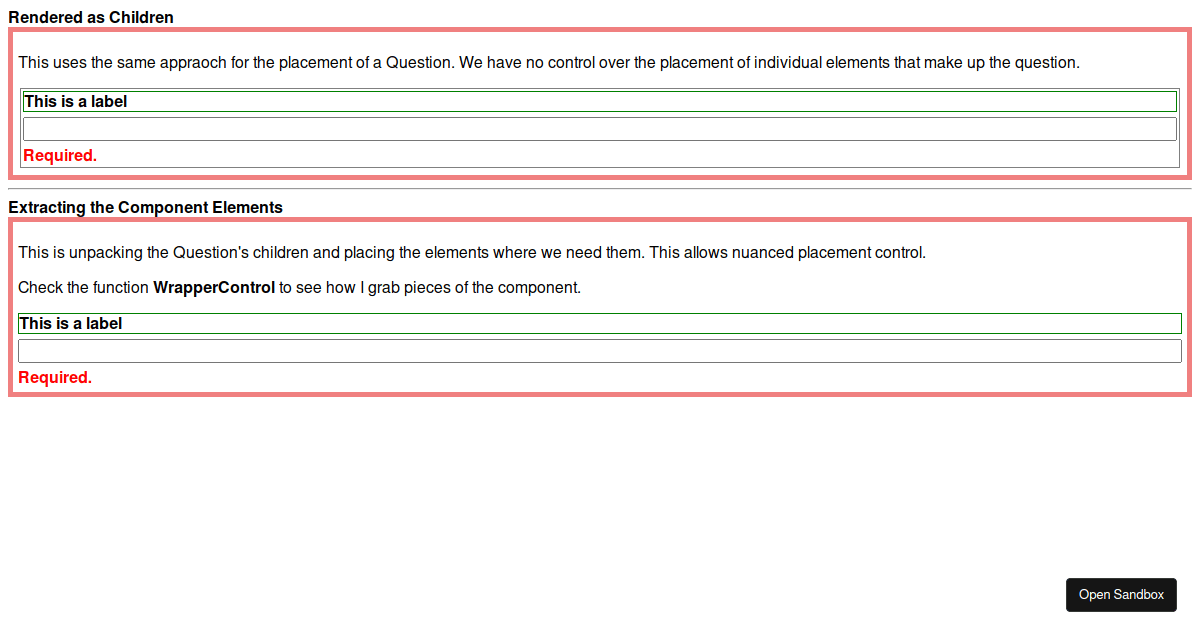 Component Selective Placement of Children (forked) - Codesandbox