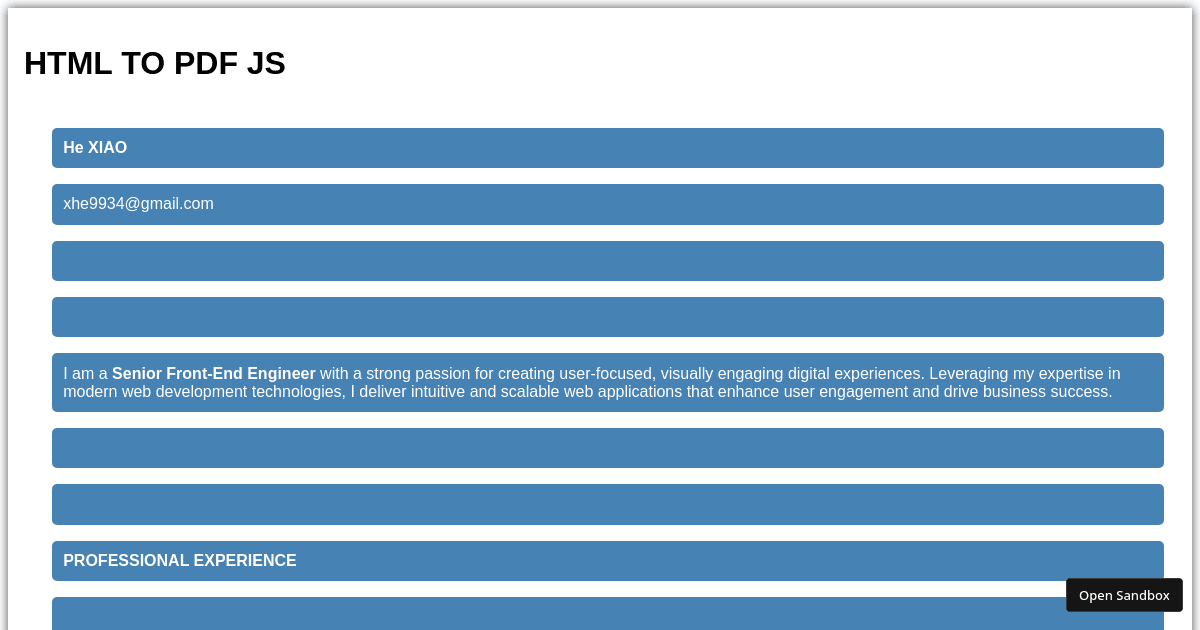 HTML TO PDF (forked) - Codesandbox