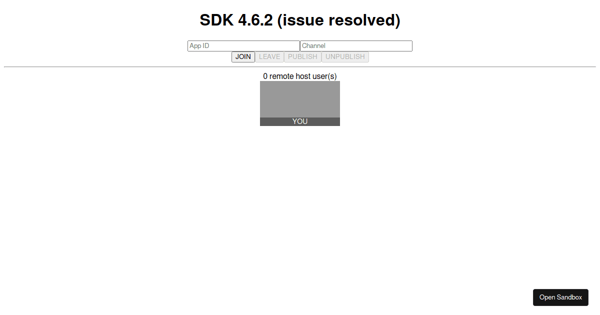 Agora RTC (4.6.2) - Codesandbox