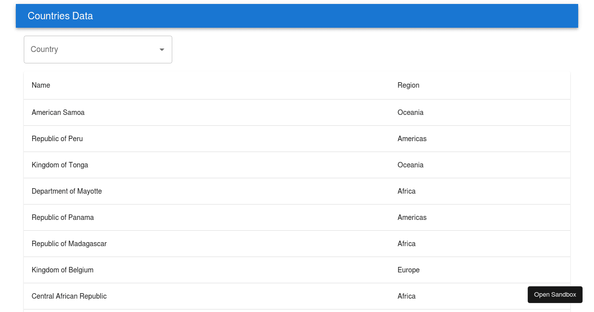 countries - Codesandbox