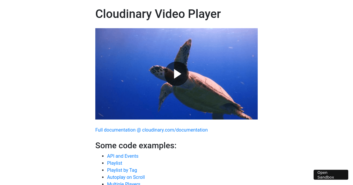 cloudinary-video-player (forked) - Codesandbox
