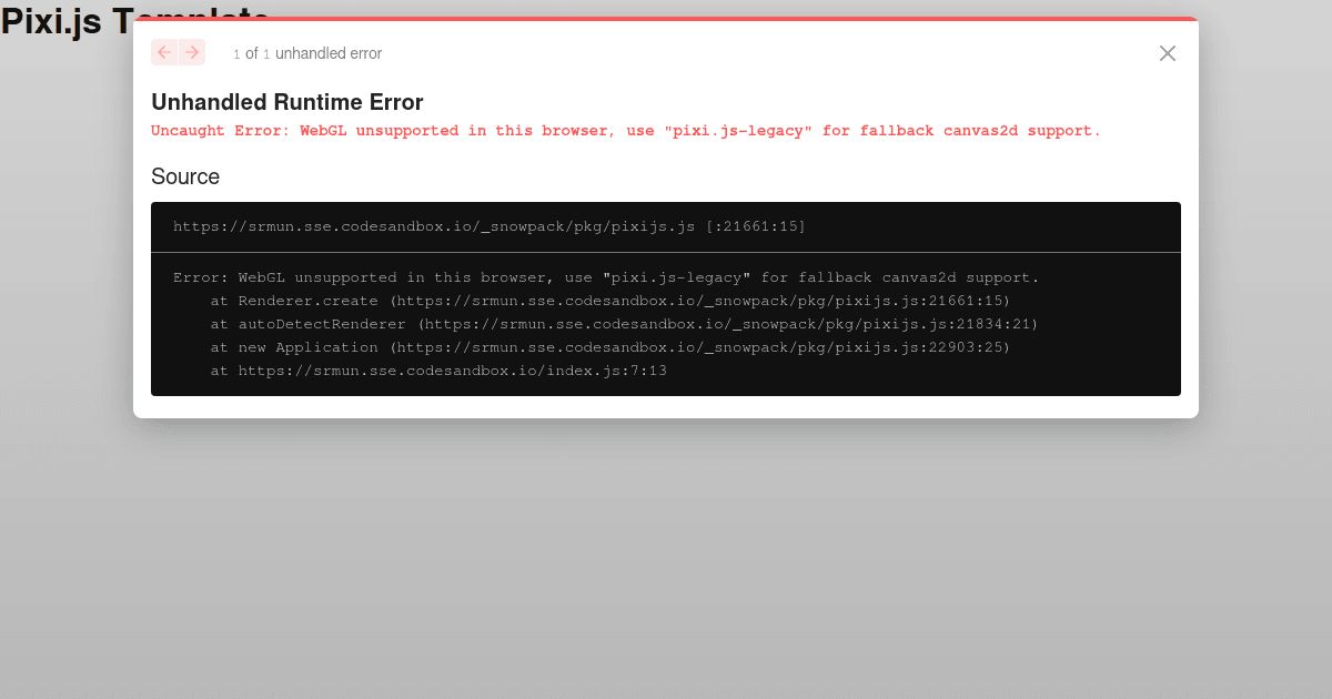 snowpack-pixijs - Codesandbox