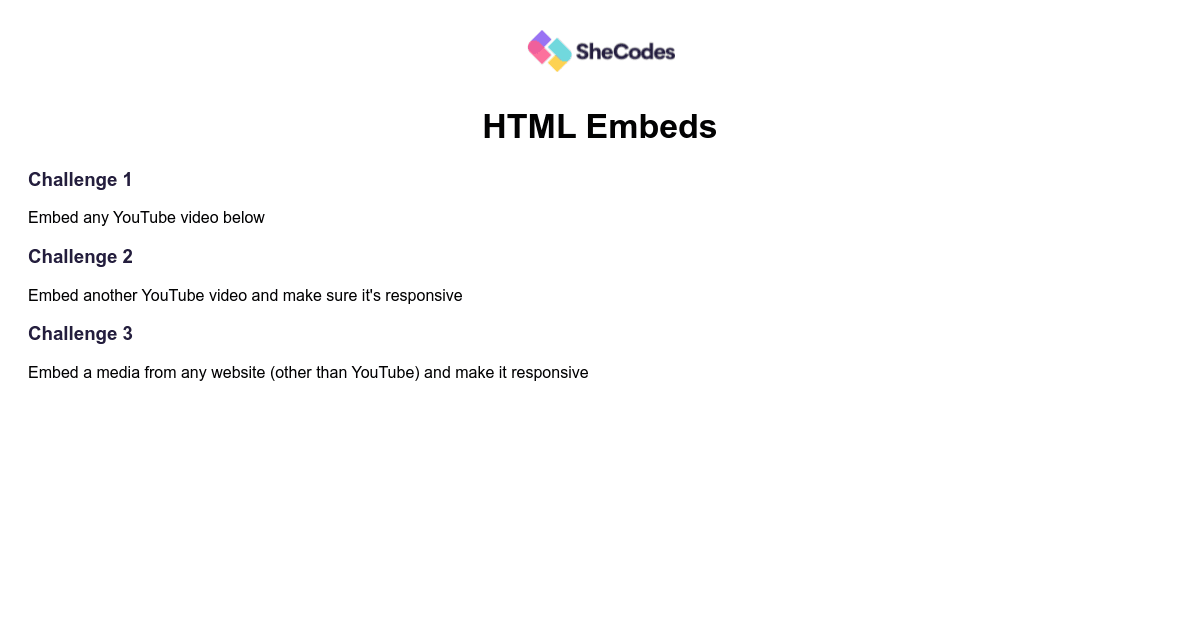 Html Embeds Challenge Codesandbox