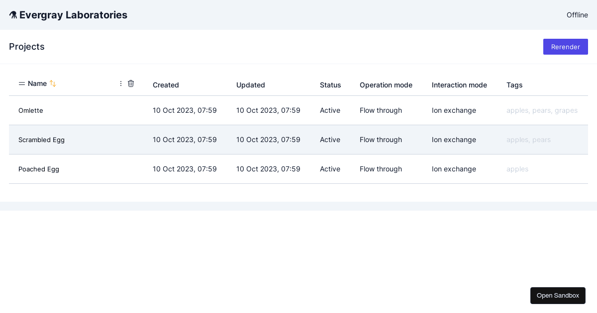 POC: Table component - Codesandbox