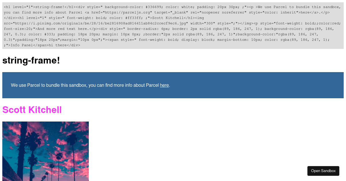String Frame Demo Codesandbox
