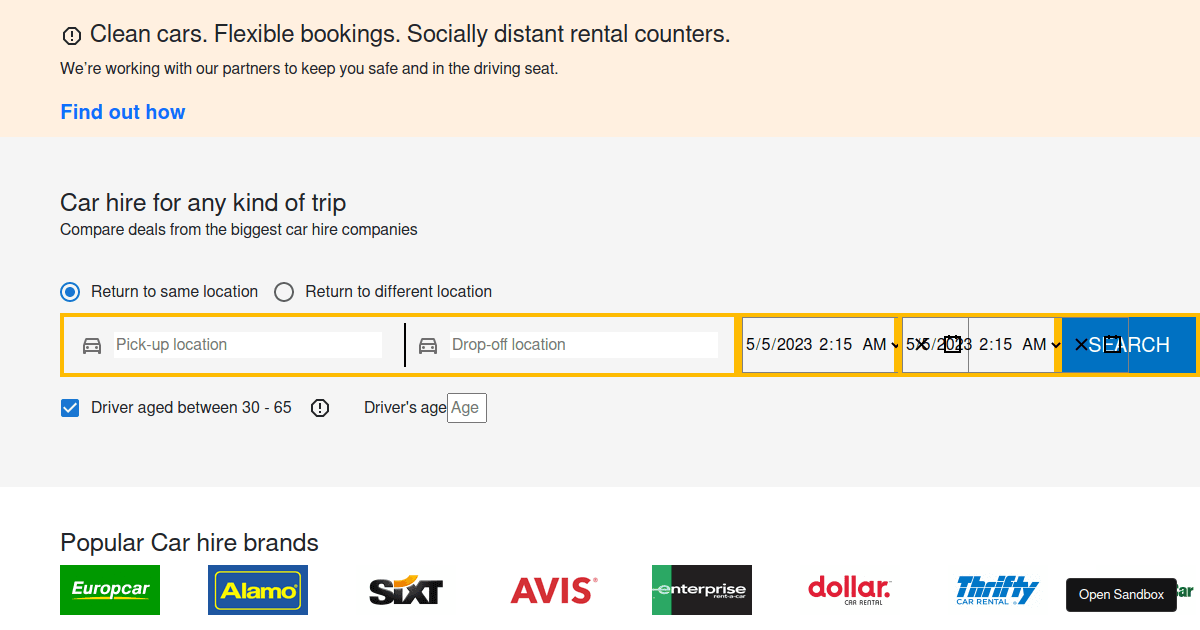 booking.com - Codesandbox