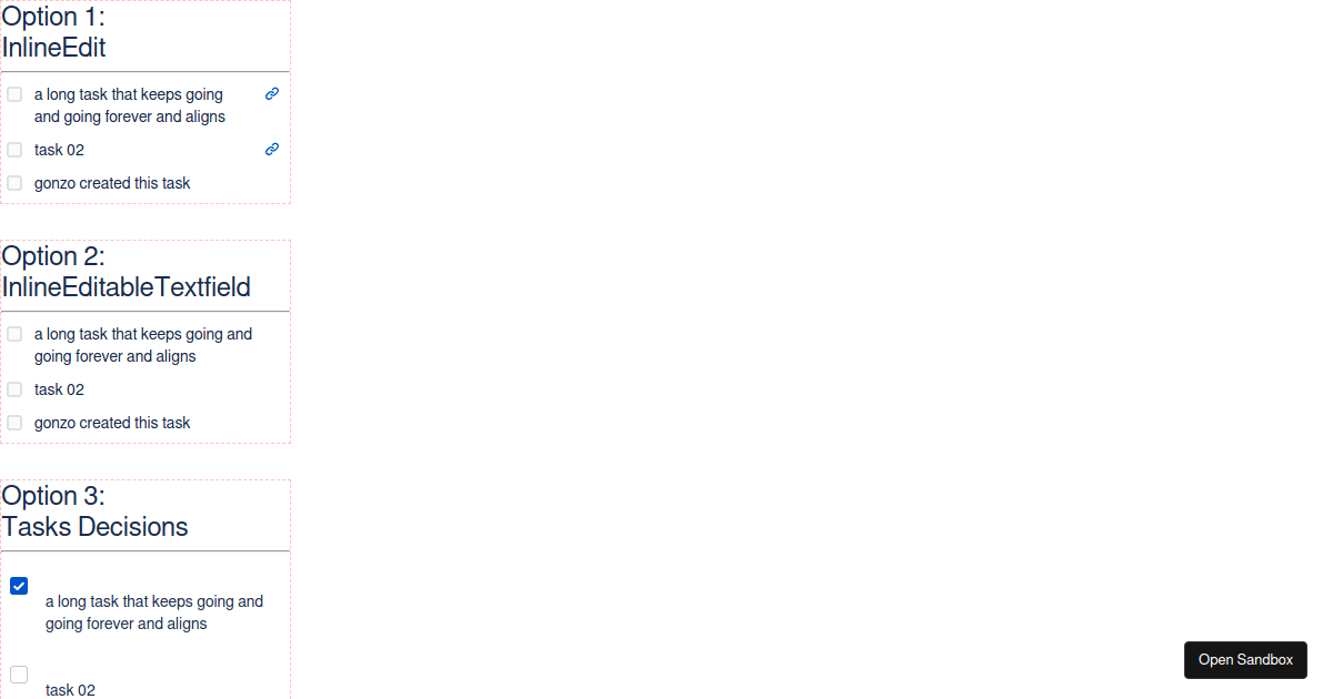 AK Checkbox + InlineEdit Example - Codesandbox