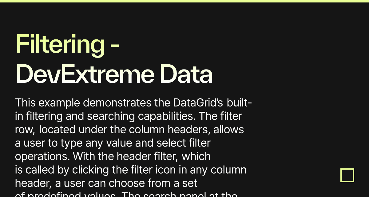 Filtering - DevExtreme Data Grid - Codesandbox