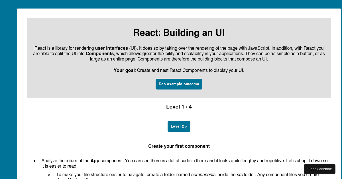 React: Building an UI (forked) - Codesandbox