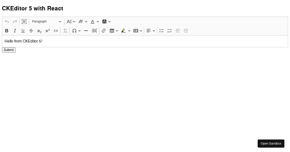 CKEditor 5 React (forked) - Codesandbox