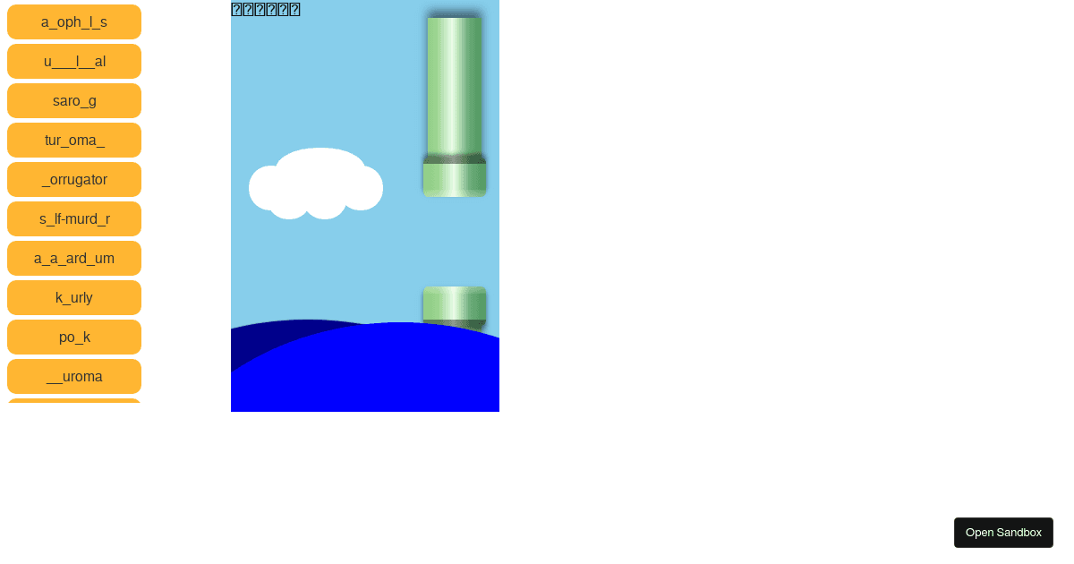 Flappy Bird - Word List - Codesandbox