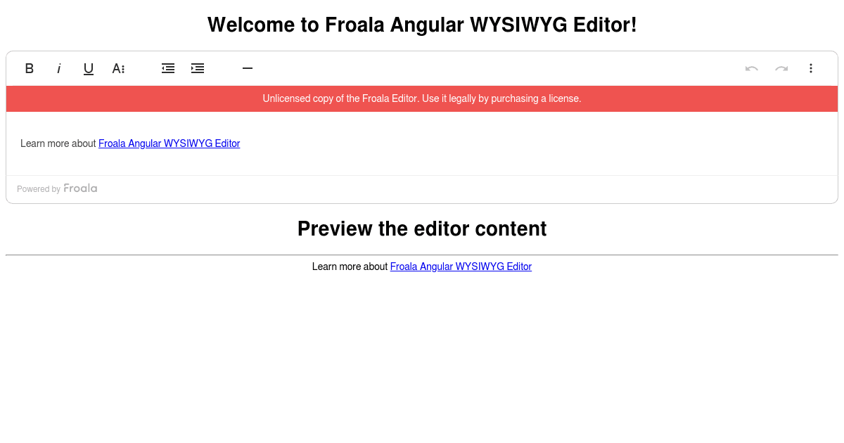 Froala Angular Wysiwyg Editor Codesandbox