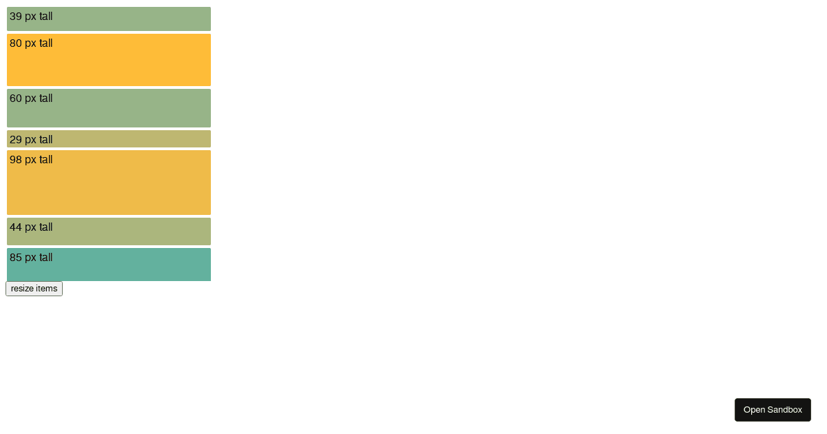 React Window Animated Item Resize Codesandbox