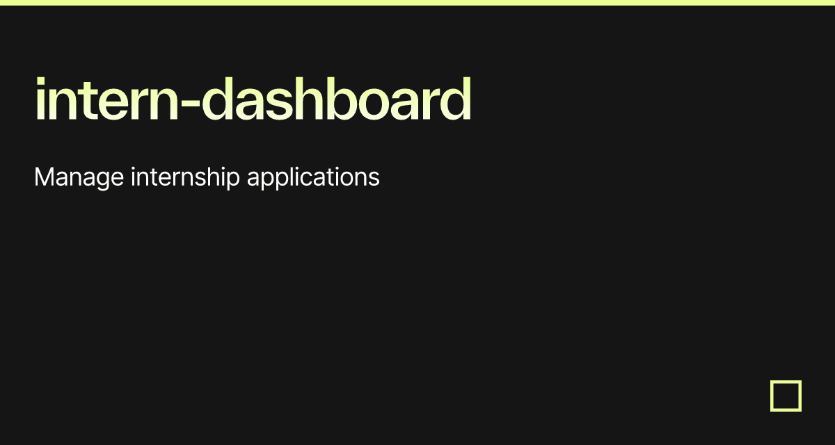 intern-dashboard - Codesandbox intern-dashboard - Codesandbox
