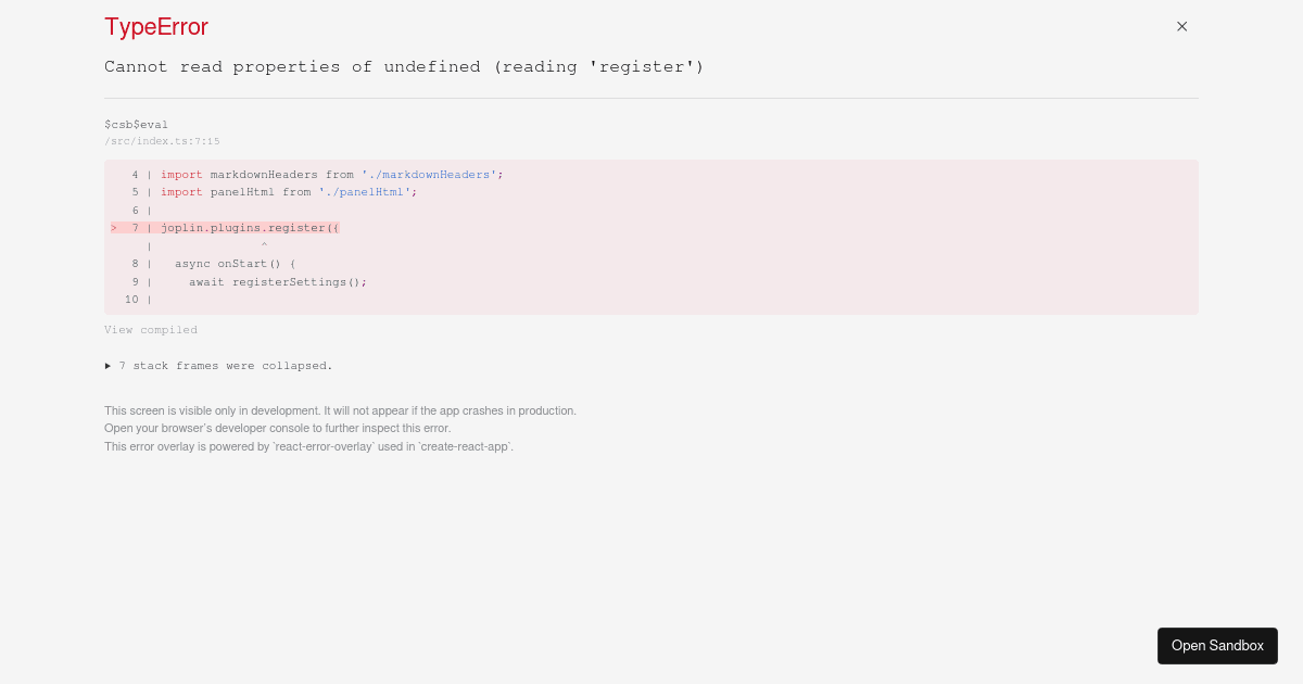 Joplin Plugin Outline Codesandbox