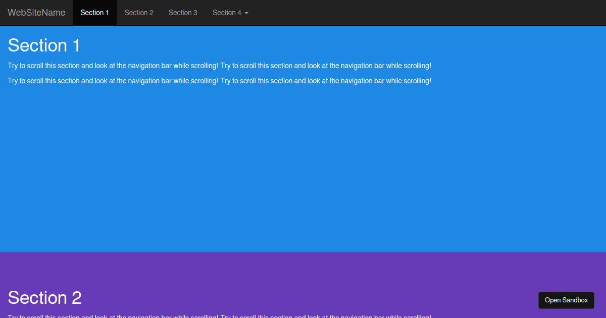 Bootstrap scrollspy - Codesandbox