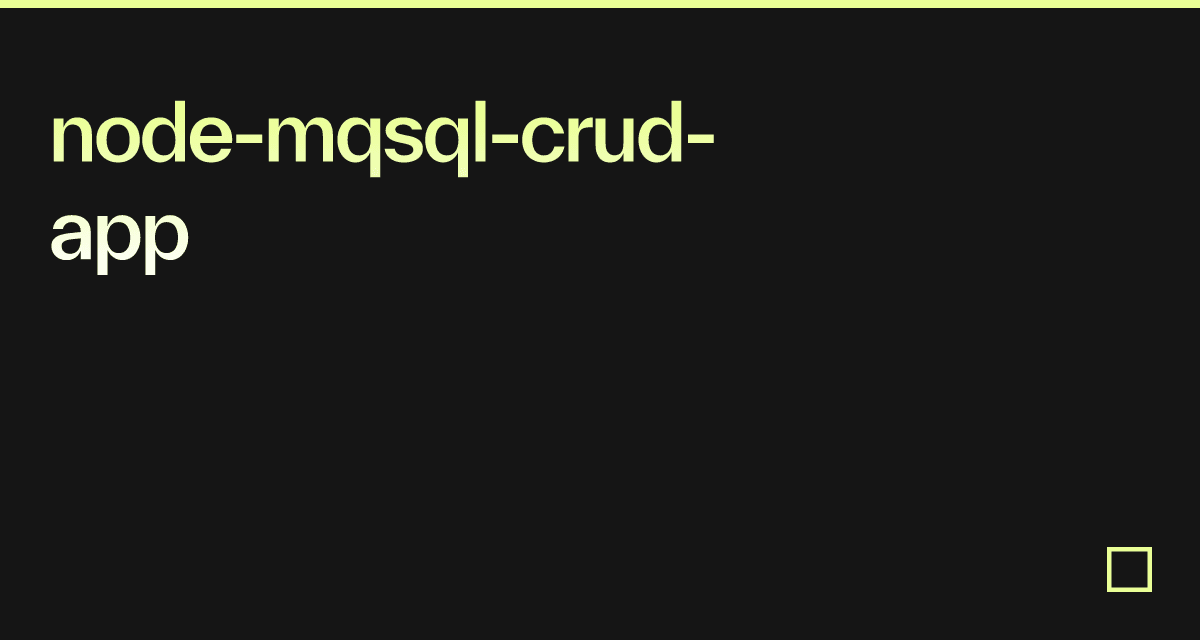 Node Mqsql Crud App Codesandbox