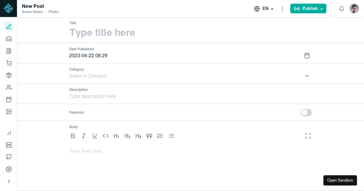 Netlify CMS Editor Design (forked) - Codesandbox
