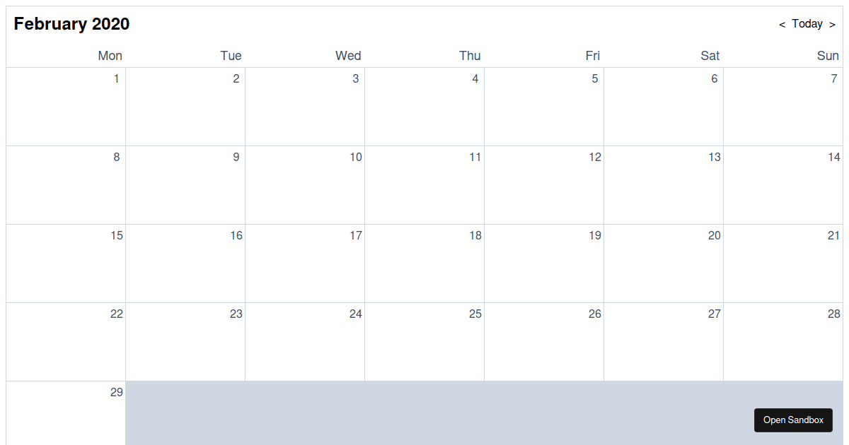 Monthly Calendar - Step 1 - Codesandbox