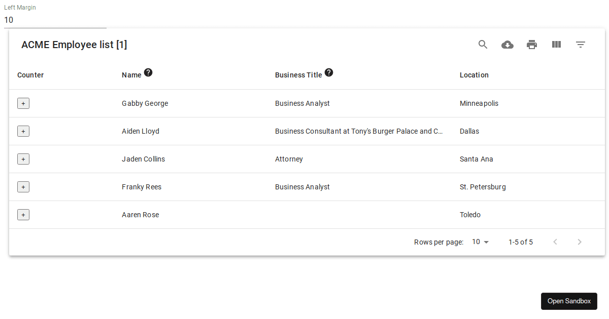 MUIDatatables - Resize Columns Example - Codesandbox