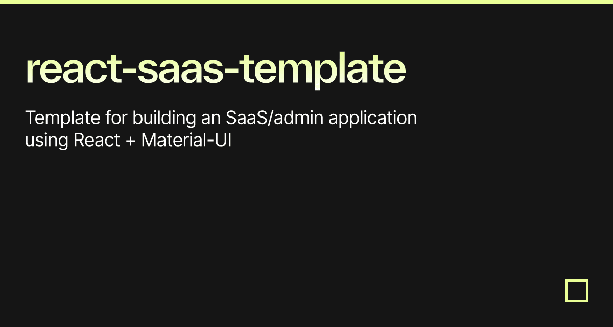 React Saas Template Codesandbox