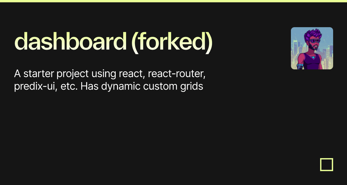 dashboard (forked) - Codesandbox