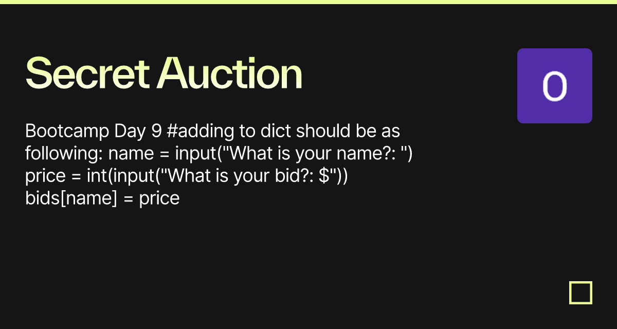 Secret Auction - Codesandbox