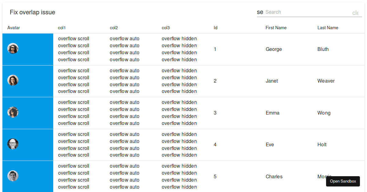 Material Table Mobile Device Overflow Fix Codesandbox
