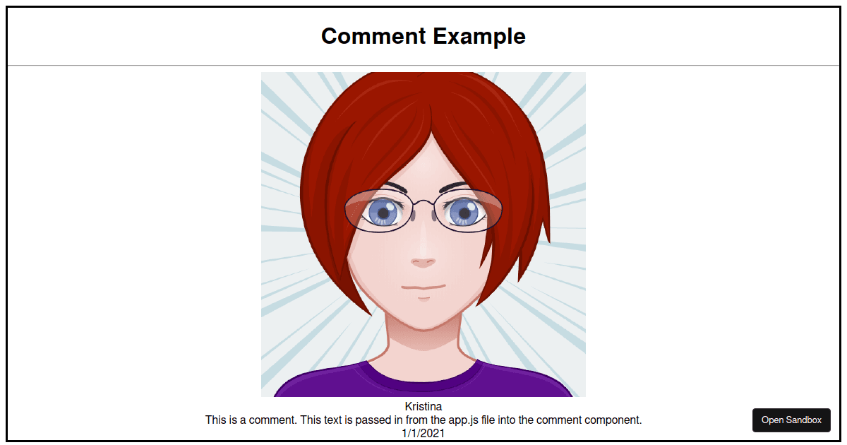React Comment Example Codesandbox