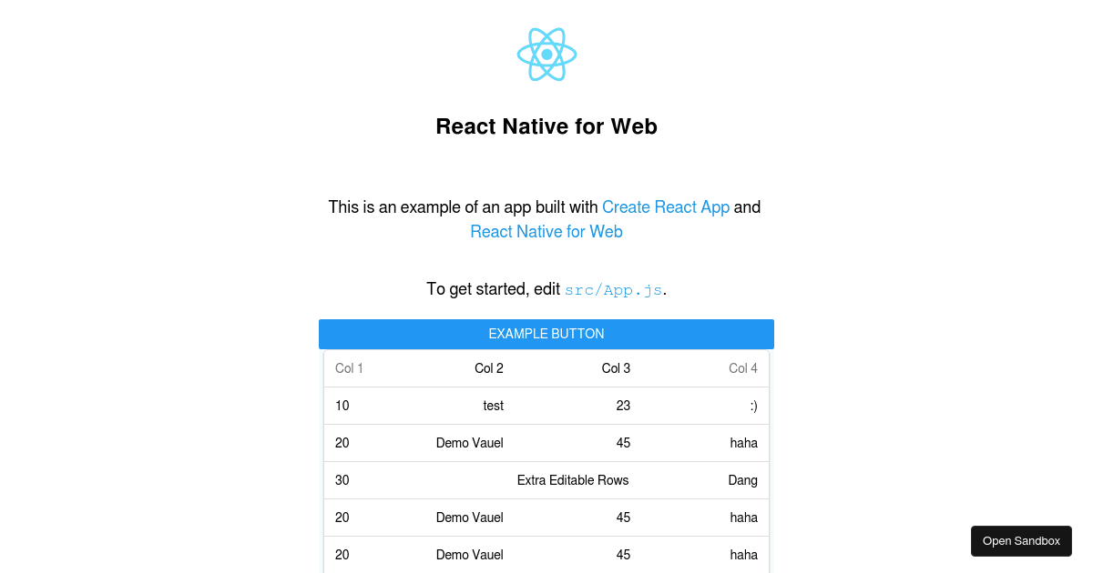 React Native - Codesandbox