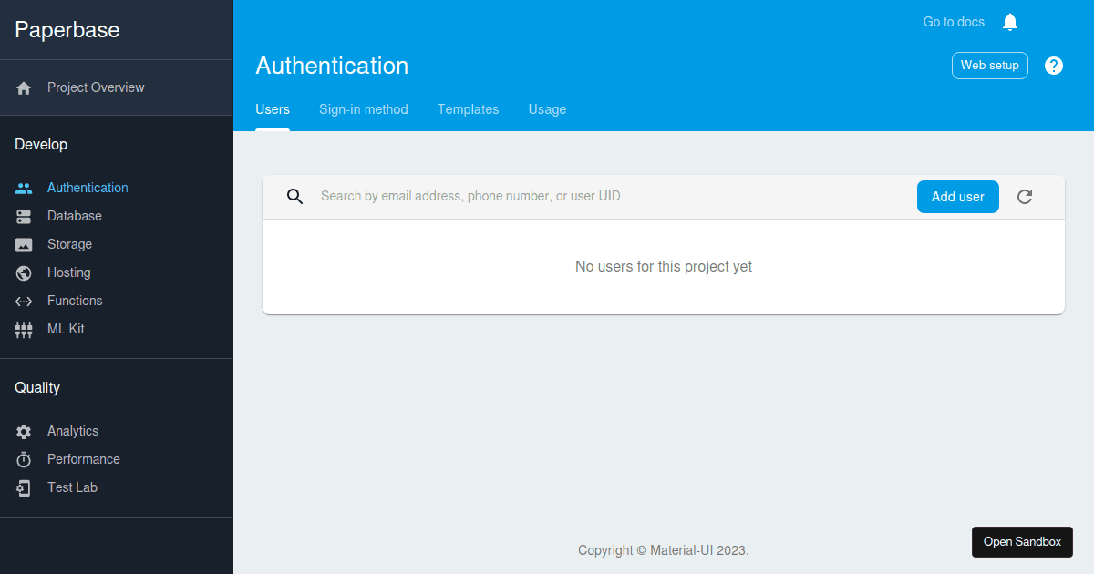 Material-UI Paperbase - Codesandbox