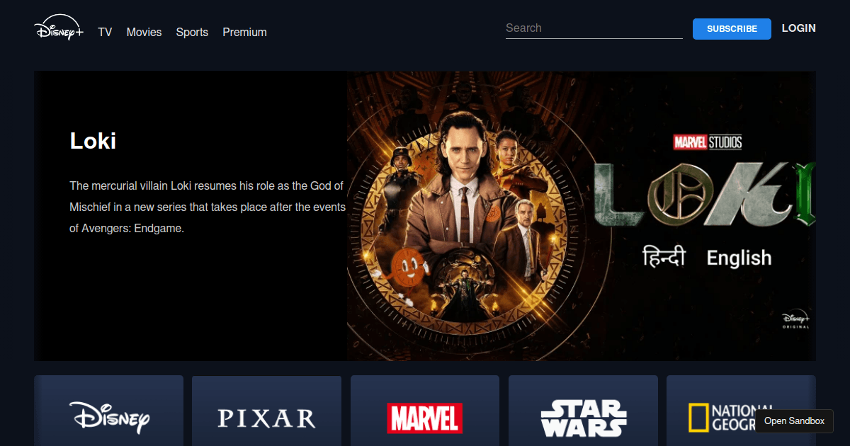 devtown hotstarclone - Codesandbox