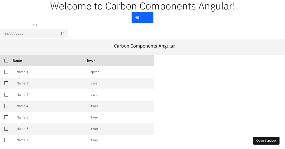 Carbon Components Angular - Codesandbox