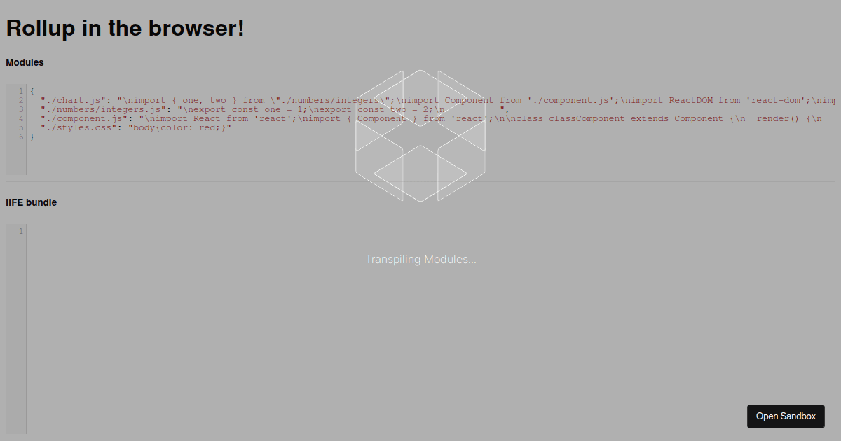 Rollup In The Browser Forked Codesandbox