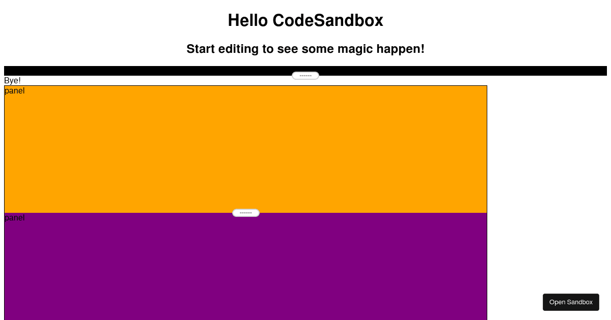 React Resize Panel Demo Forked Codesandbox