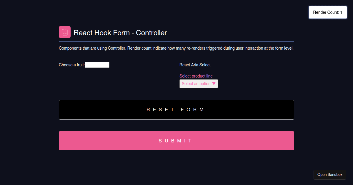 React Hook Form - V7 - Controller (forked) - Codesandbox