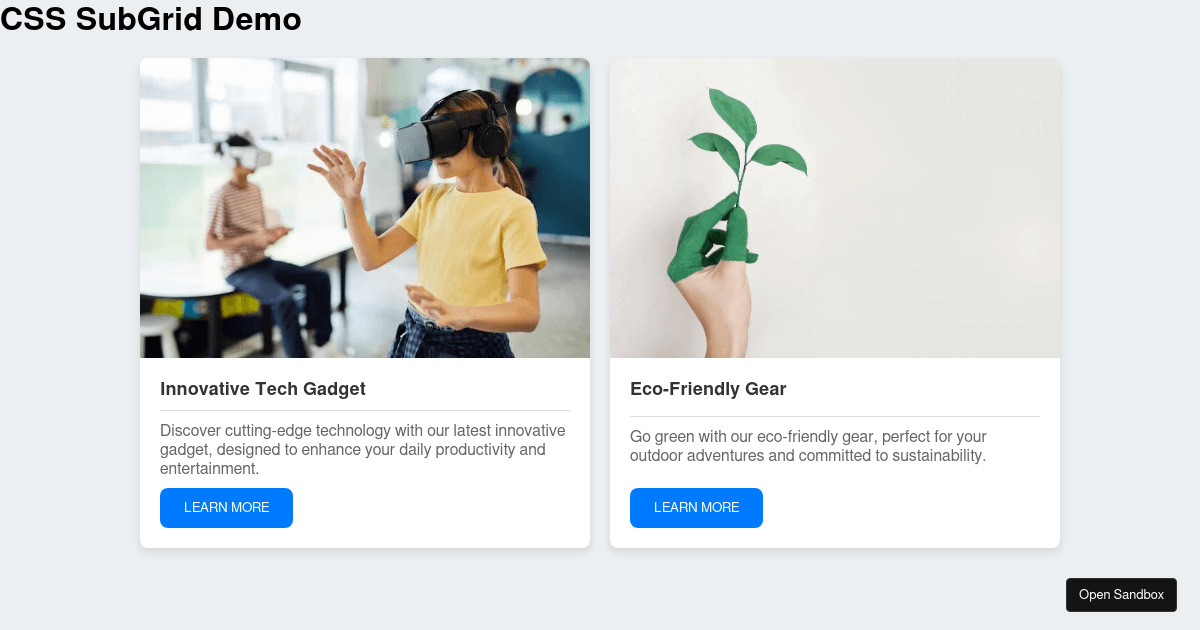 CSS SubGrid Demo - Codesandbox