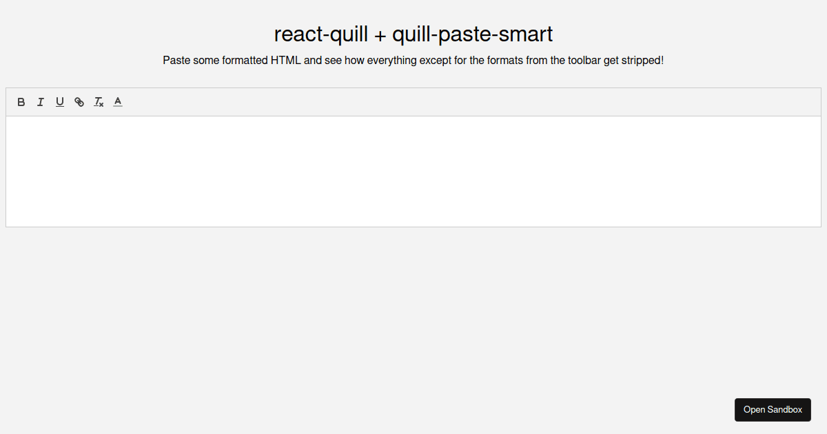 react-quill + quill-paste-smart (forked) - Codesandbox