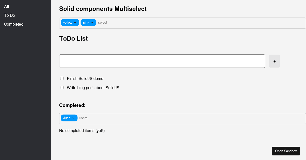 SolidJS starter template (forked) - Codesandbox
