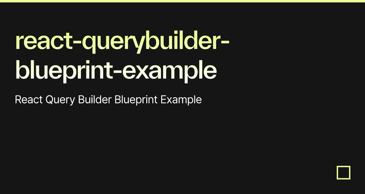 React Querybuilder Blueprint Example Codesandbox
