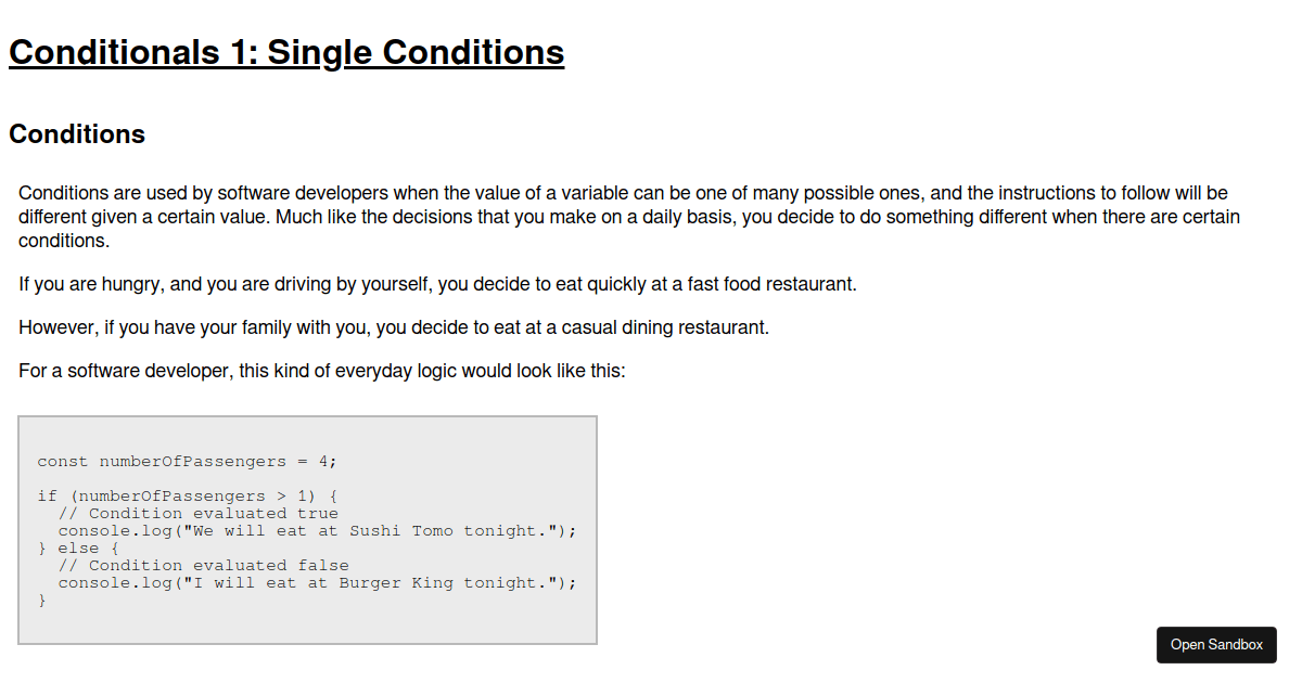 conditionals-1-single-conditions - Codesandbox